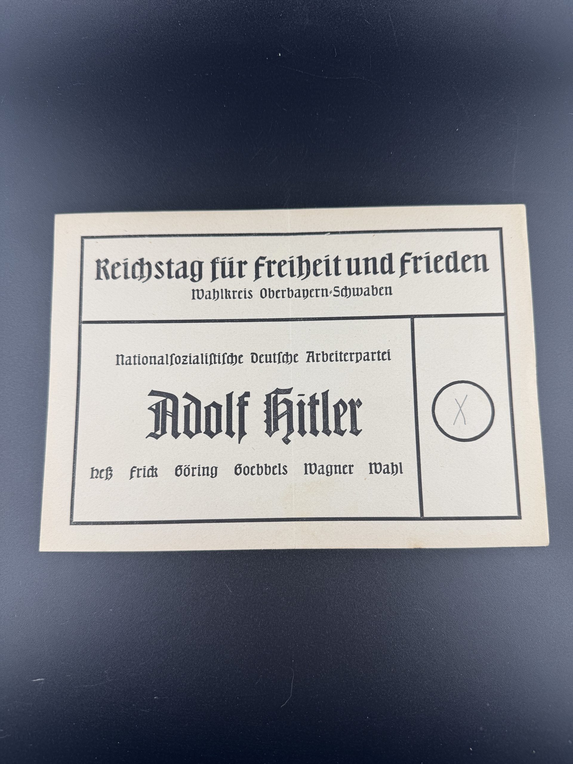 Adolf Hitler Voting Ballot – Old Guard Militaria